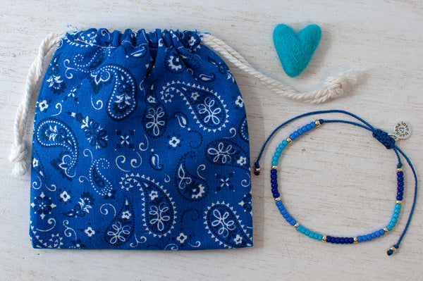 Ocean Blues with Silver Beaded String – bandana love