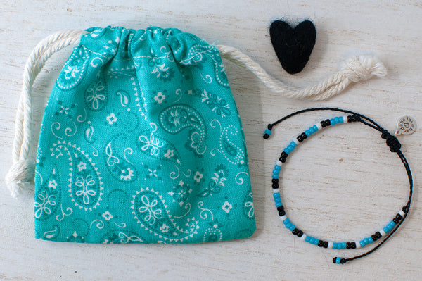 Turquoise and Black Beaded String – bandana love